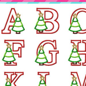 EXCLUSIVE Christmas Tree Alphabet Machine Embroidery Applique Design 4 ...