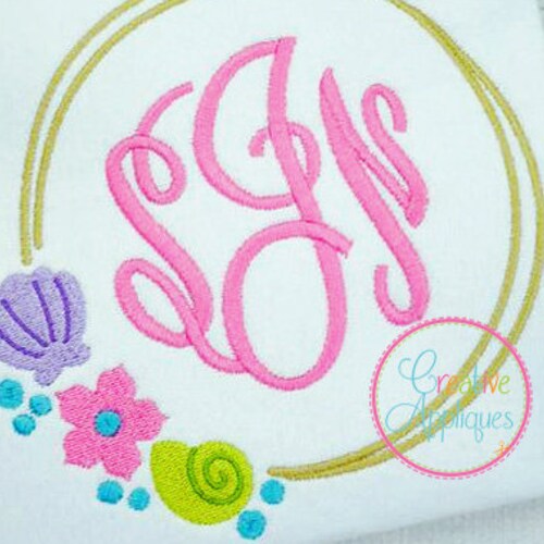 Beach Monogram Frame Digital Machine Embroidery Design 4 | Etsy