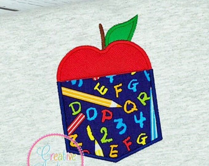 Apple Pocket Applique Machine Embroidery Design 9 Sizes in - Etsy