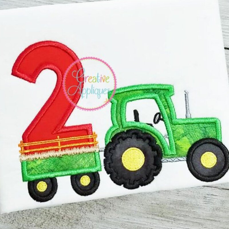 Applique Tractor With 2 - Etsy