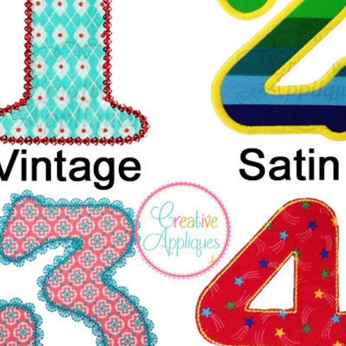 Wide Satin Stitch Numbers Machine Embroidery Applique Designs - Etsy