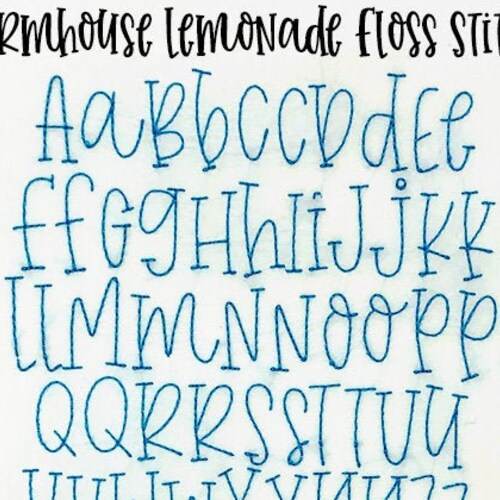7 Sizes Farmhouse Lemonade Embroidery Alphabet Font Digital - Etsy