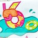 Swim Pool Party Number 6 Birthday Applique Digital Machine Embroidery ...
