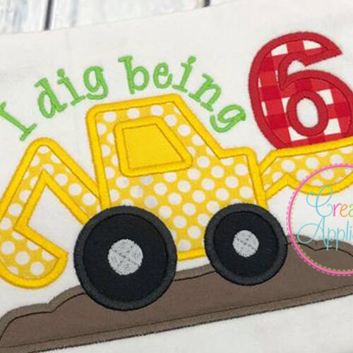 Excavator Digger Applique Design Construction Embroidery | Etsy