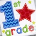 1st First Grade Star Digital Machine Embroidery Applique Design 4 Sizes ...