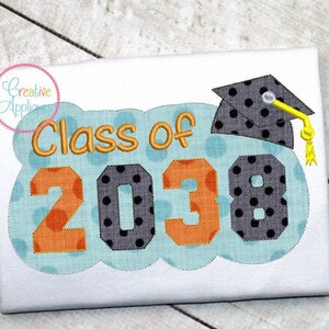 Bean Stitch Class of 2038 Graduation Digital Machine Embroidery ...