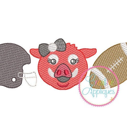 Sketch Stitch Hog Football Digital Machine Embroidery Design 5 - Etsy