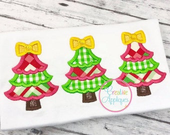 Christmas Tree Trio Applique Design Machine Embroidery - Etsy