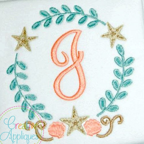 Beach Monogram Frame Digital Machine Embroidery Design 4 - Etsy