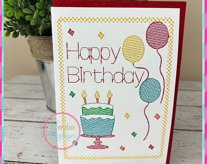 Balloons Handmade Embroidery Greeting Card, Hand Stitch Card ...