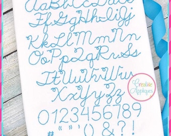 7 Sizes Bella Cursive Script Floss Embroidery Alphabet Font Digital ...