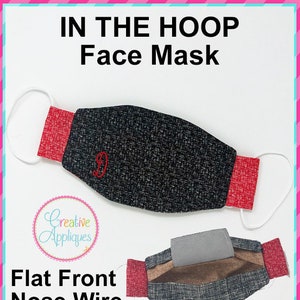 In the Hoop Face Mask Digital Machine Embroidery Design, Flat Front ...