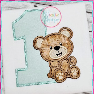 Boy Bear 1 Machine Embroidery Applique Design 4 SIZES, Bear Applique ...
