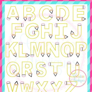 Pencil Alphabet Digital Machine Embroidery Applique Design 4 Sizes ...