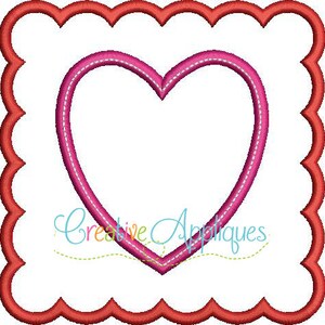 Heart Scallop Square Valentine Machine Embroidery Applique Design 4 ...