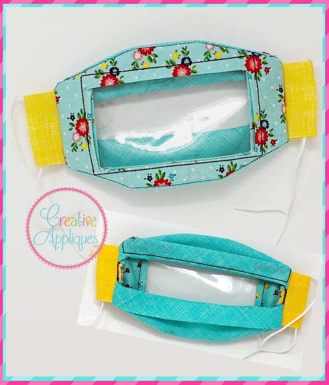 4 SIZES! in the Hoop Clear Window Face Mask Digital Machine Embroidery ...