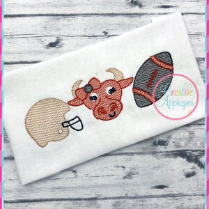 Sketch Stitch Girl Longhorn Football Digital Machine Embroidery Design ...