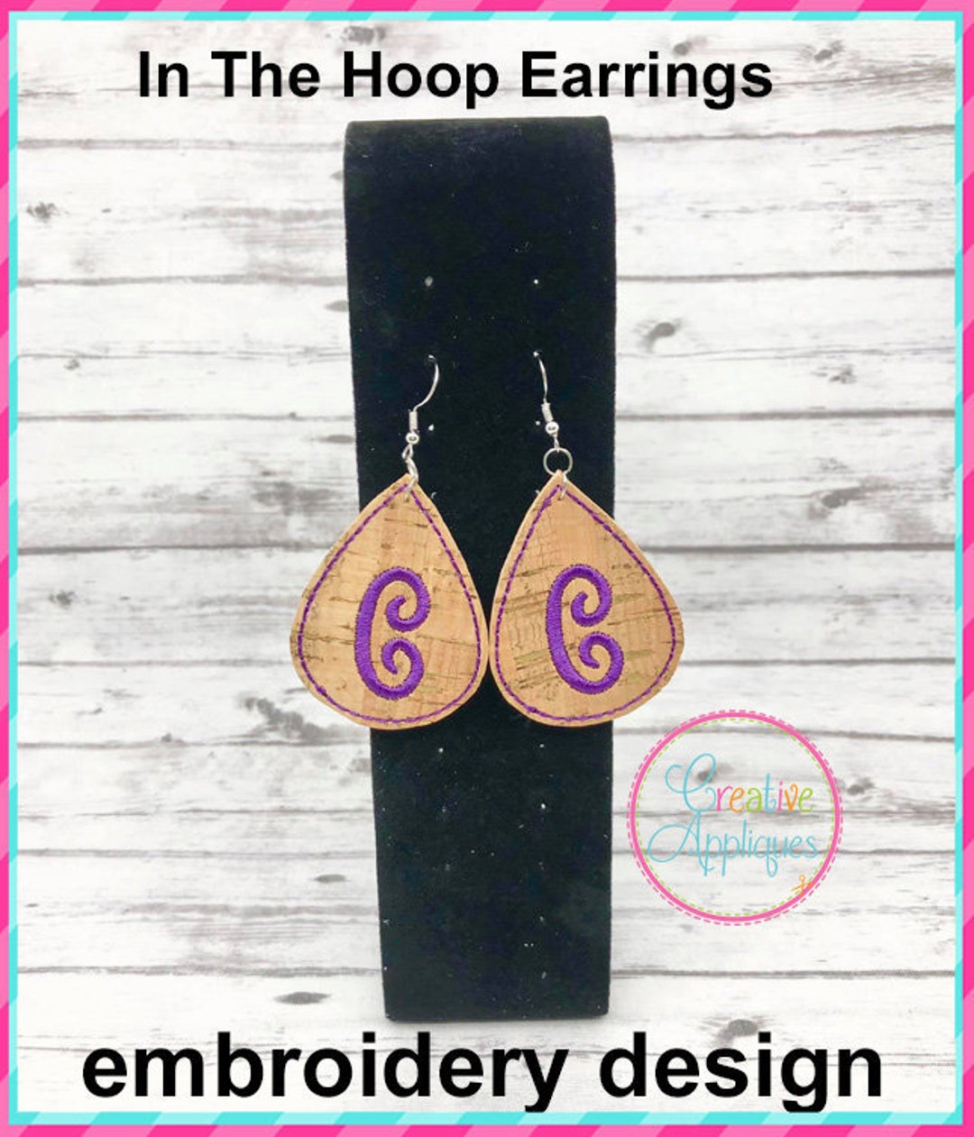 In the Hoop Letters Teardrop Earrings Machine Embroidery Design 4 Sizes ...