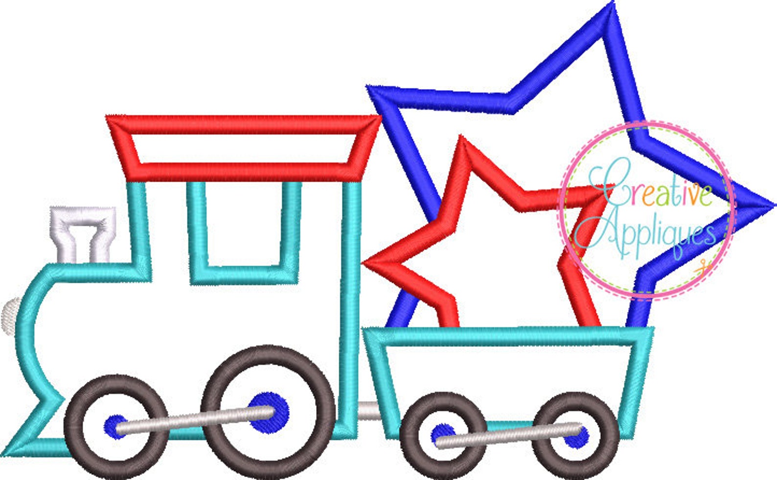 Train Stars Applique Digital Machine Embroidery Design 5 - Etsy