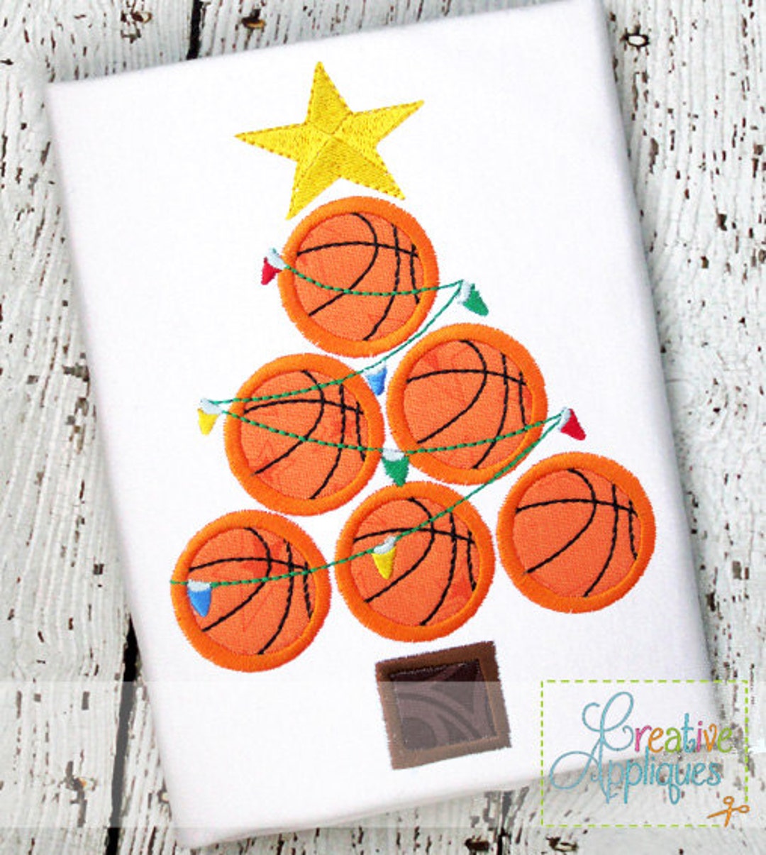 Basketball Christmas Tree Digital Machine Embroidery Applique Design 4 ...
