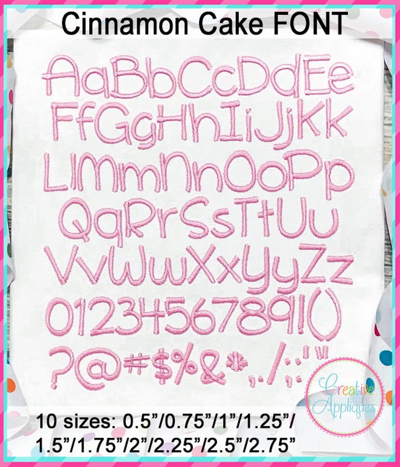 10 Sizes Cinnamon Cake Embroidery Alphabet Font Digital | Etsy