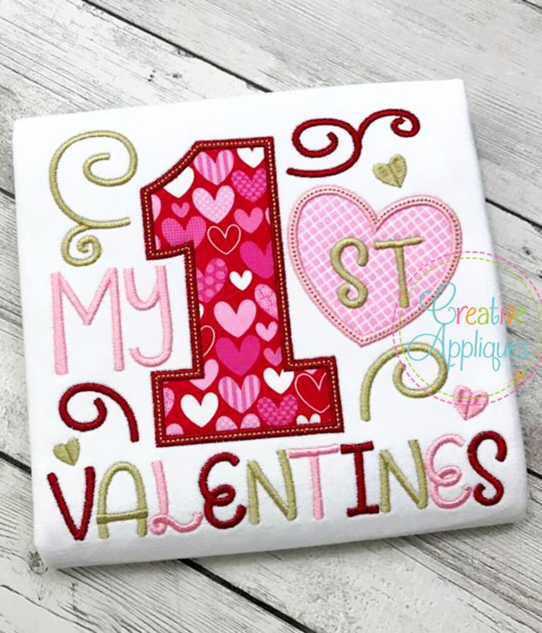 My 1st First Valentine's Digital Machine Embroidery Applique Design 4 ...