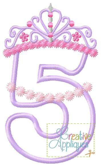 Princess Ballerina Tutu Crown Tiara Number 5 Five Fifth Machine ...