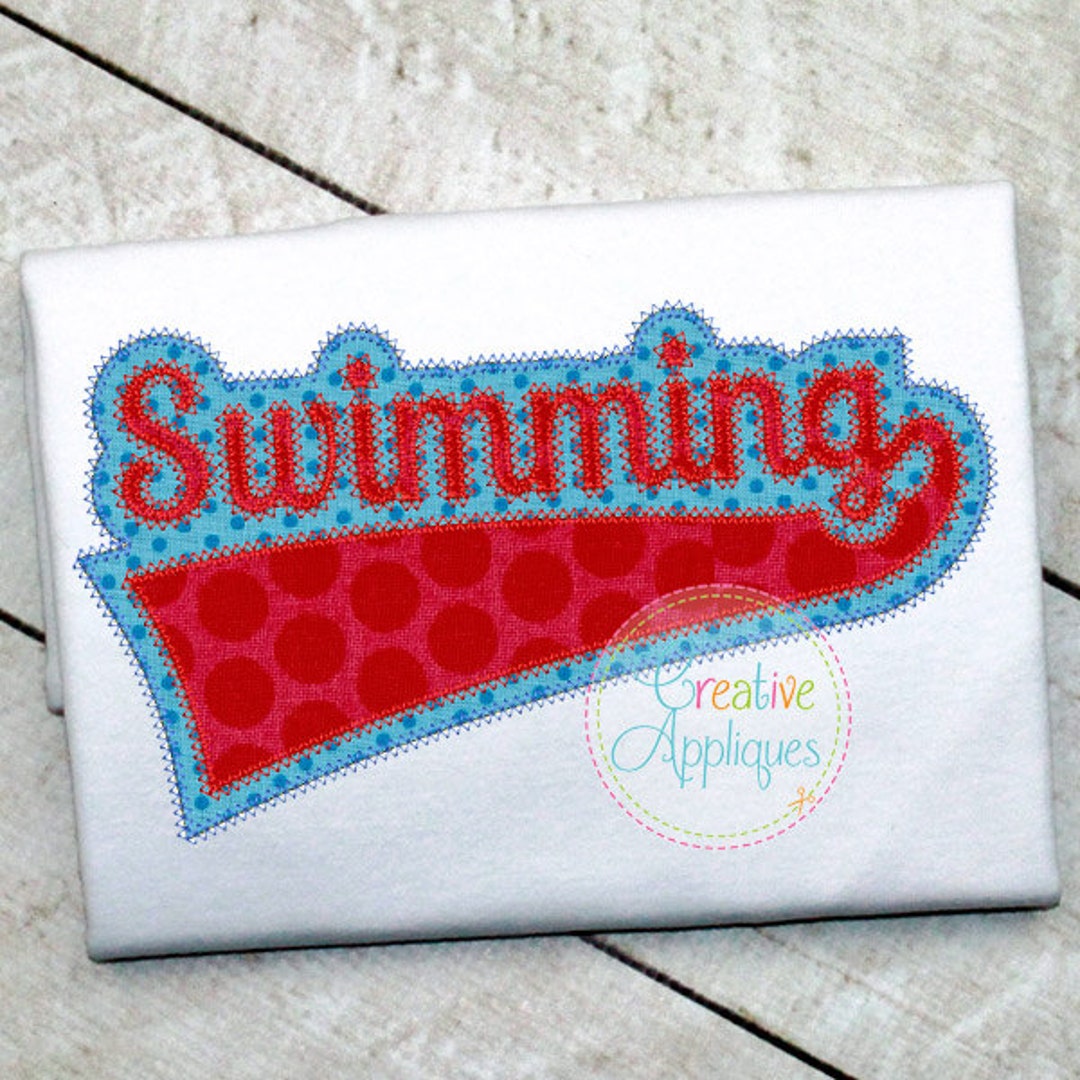 Swimming Applique Digital Machine Embroidery Applique Design 6 Sizes ...