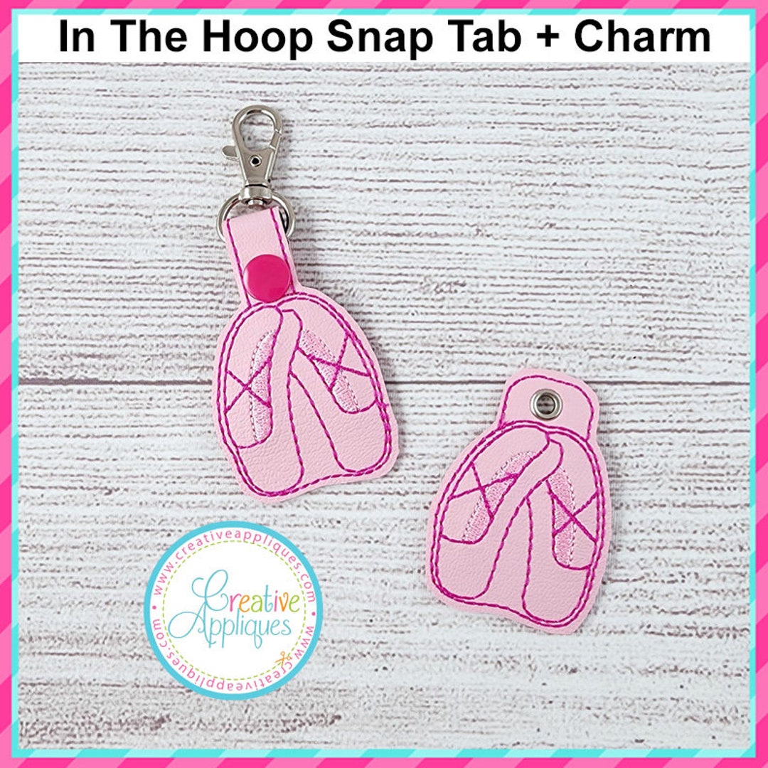 Ballet Shoes Snap Tab Keychain in the Hoop Machine Embroidery Design ...