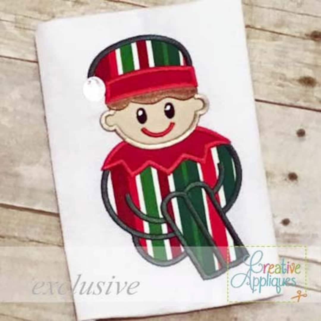 Sitting Elf Applique Digital Machine Embroidery Design 5 Sizes, Elf ...