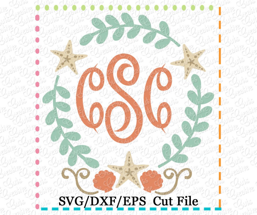 Beach Monogram Frame SVG Eps DXF Cutting File, Monogram Frame Svg ...