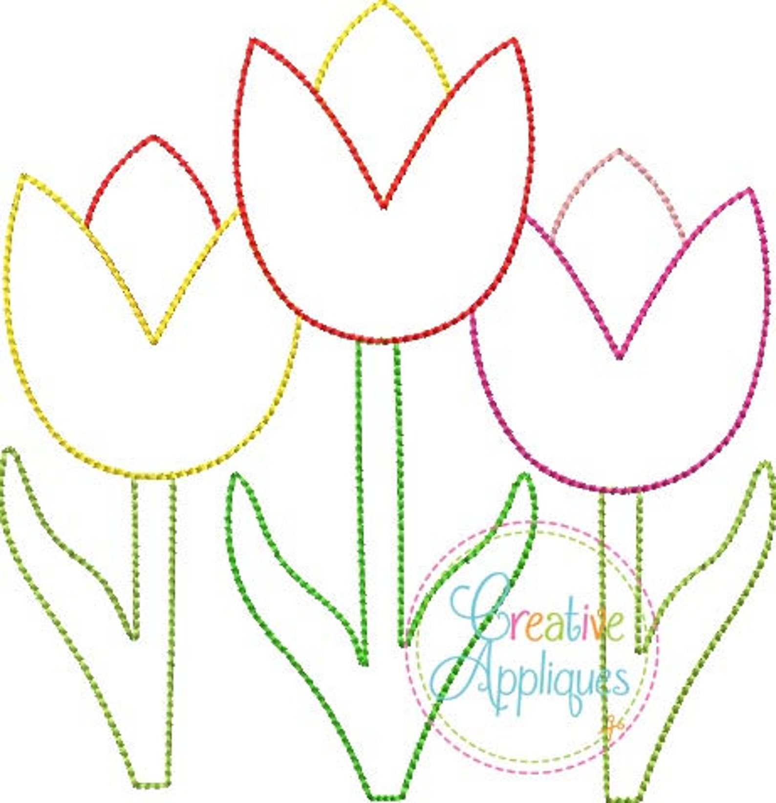 Tulips Trio Flower Machine Embroidery Applique Design 4 Sizes - Etsy