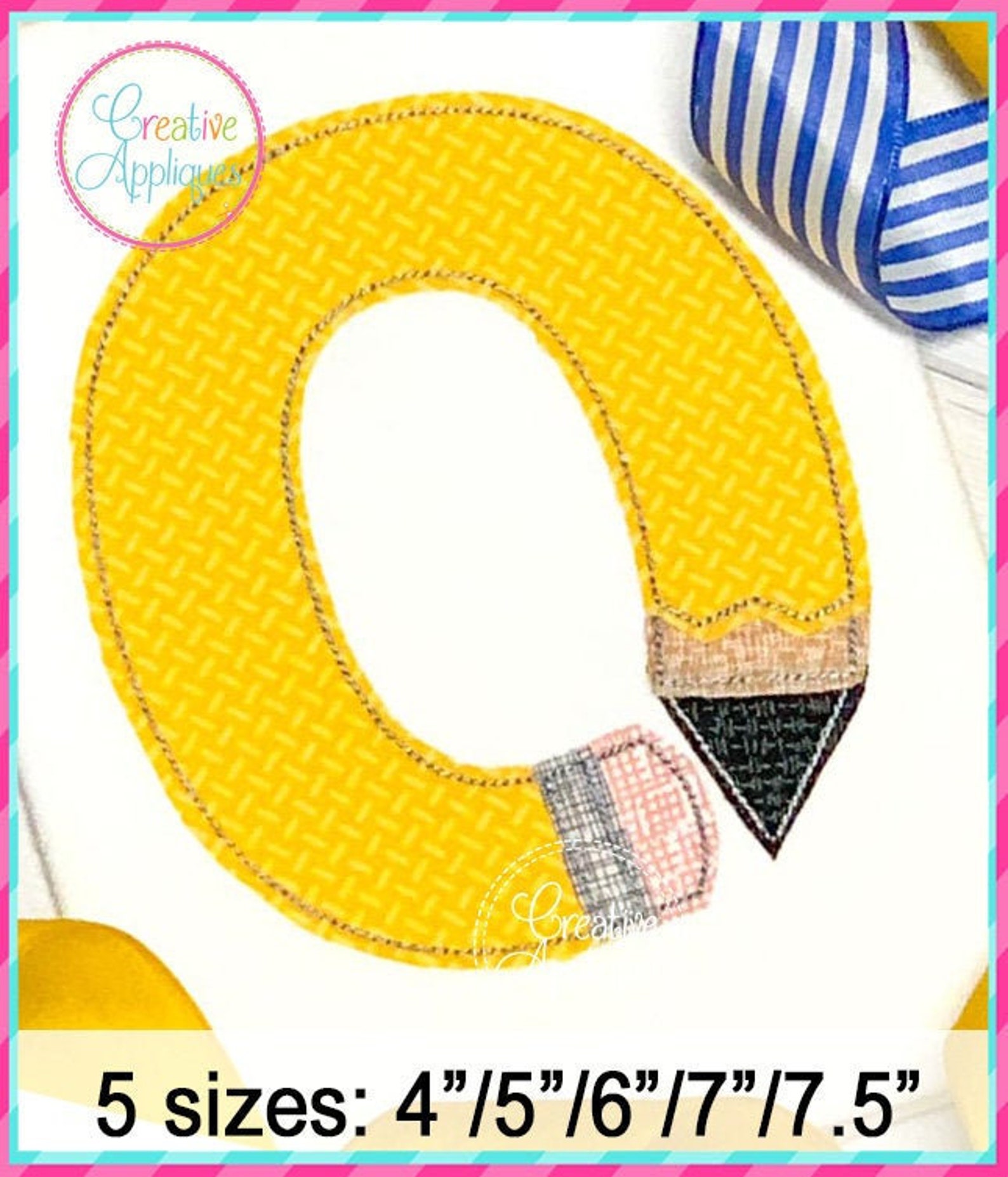 Pencil Alphabet Embroidery Applique Design 5 Sizes Pencil - Etsy