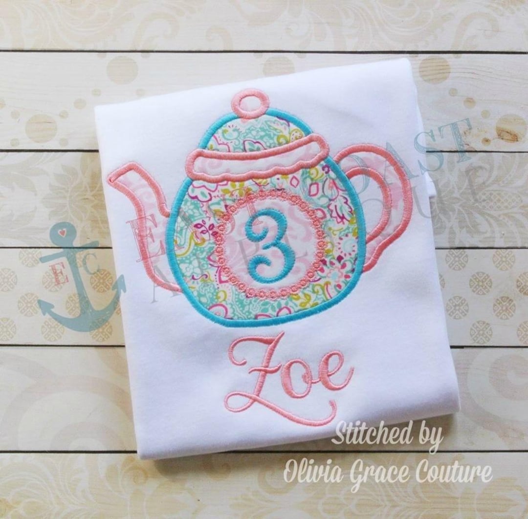 Teapot Numbers Applique Design Set, Machine Embroidery, Embroidery ...