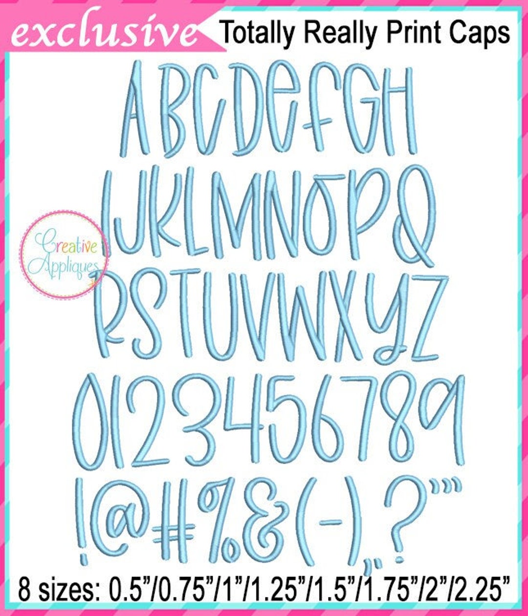 EXCLUSIVE Totally Really Caps Embroidery Font Digital Machine ...