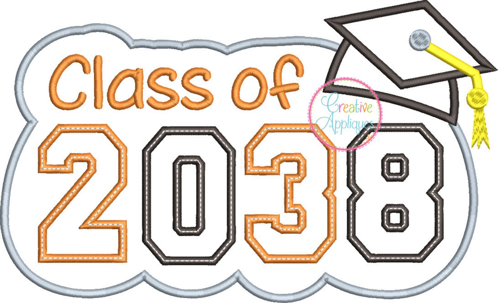 Class of 2038 Graduation Digital Machine Embroidery Applique Design 9 ...