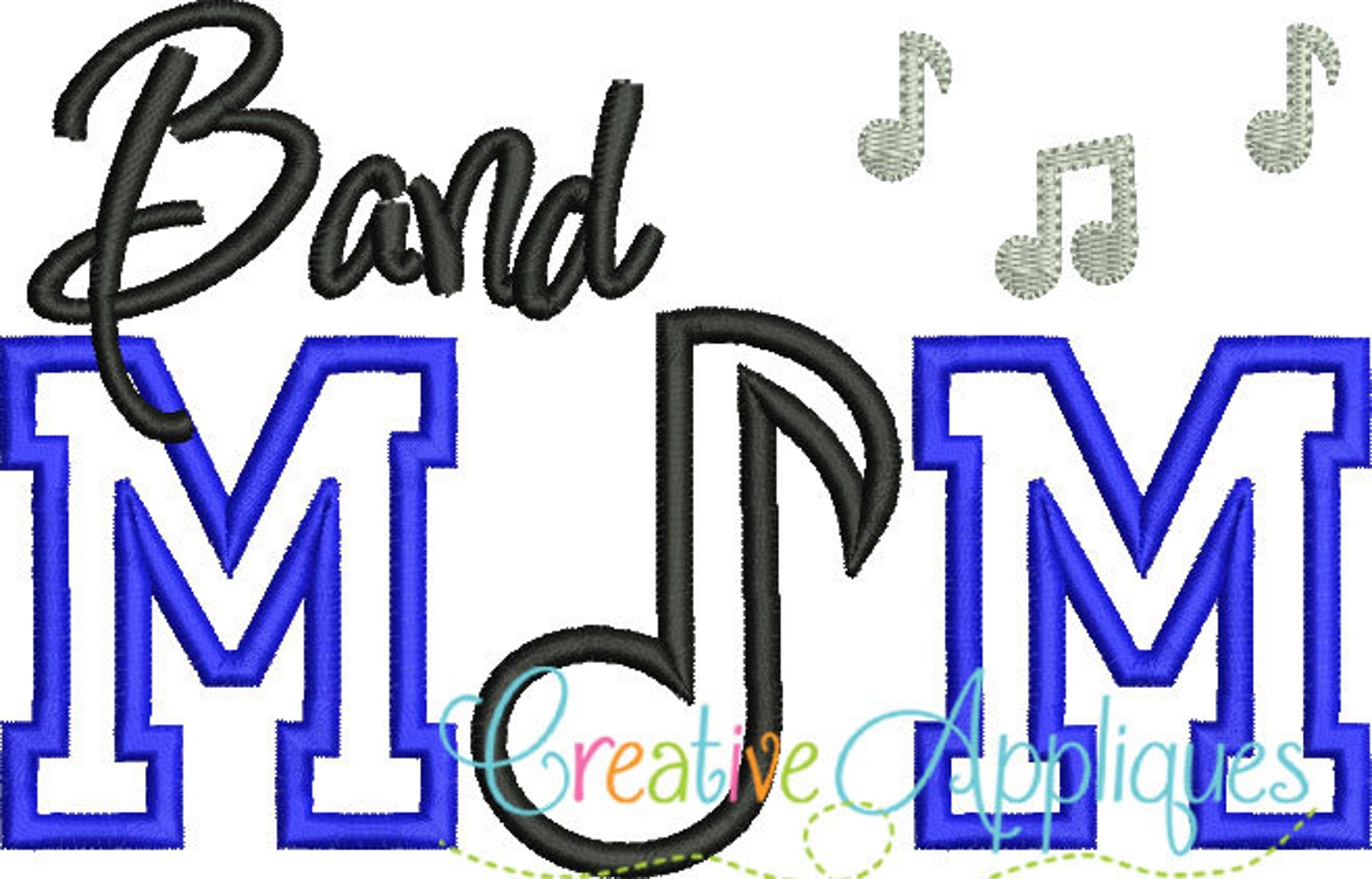 Band Mom Music Note Digital Machine Embroidery Applique Design 4 Size ...
