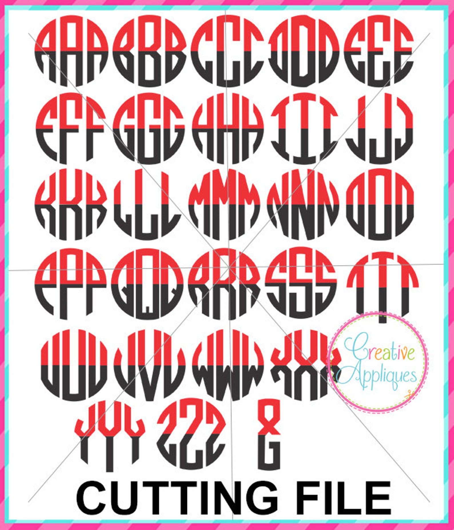 Split Circle Monogram Font SVG Eps DXF Cutting File, Natural Circle ...