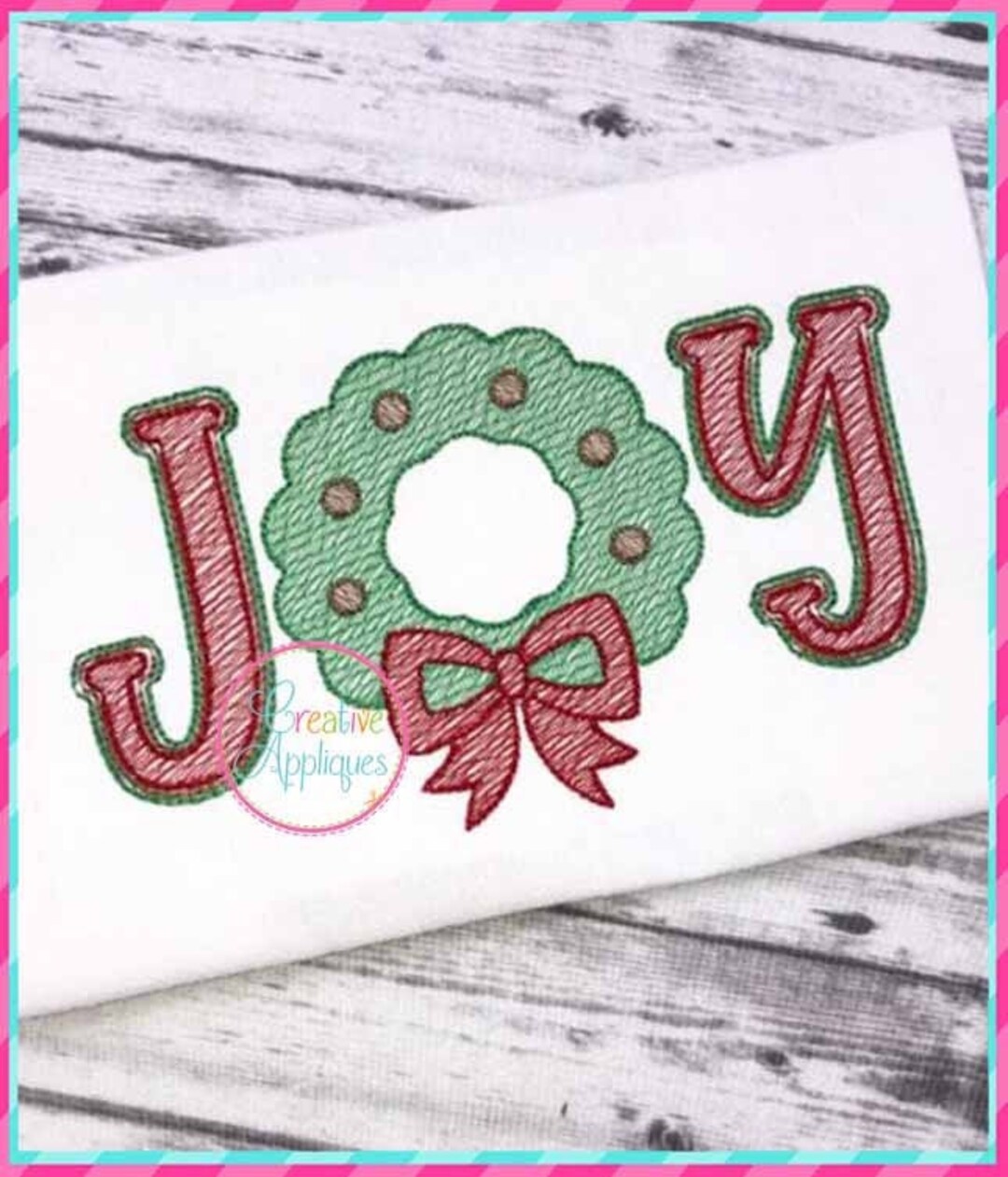 Sketch Stitch Joy Wreath Digital Machine Embroidery Design 5 Sizes ...