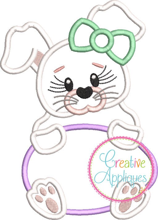 Bunny Rabbit Easter Digital Machine Embroidery Applique Design | Etsy