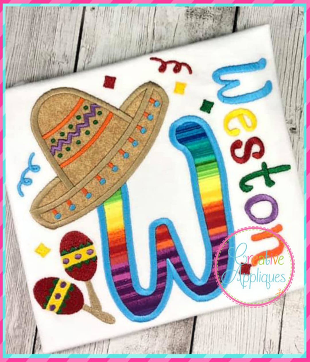 EXCLUSIVE SET Sombrero Alphabet Applique Digital Machine Embroidery ...
