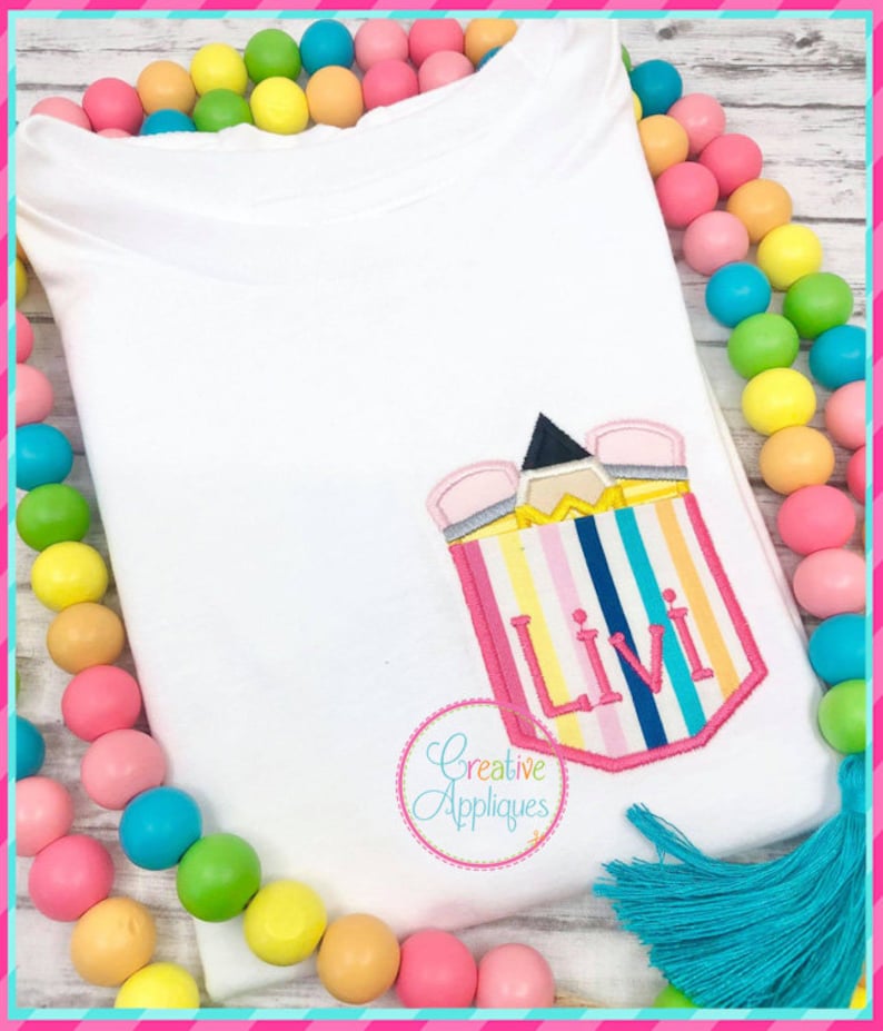 Pencil Pocket Applique Machine Embroidery Design 9 Sizes, in the Hoop ...