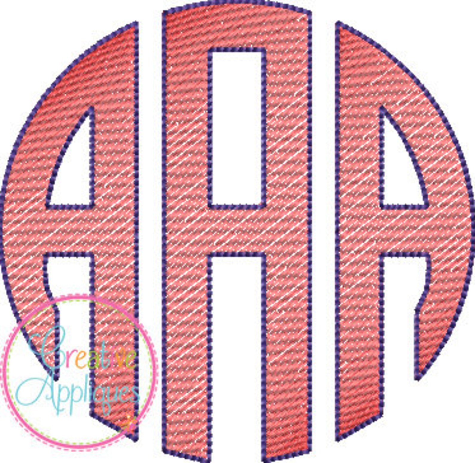 1"-8" 3 Letter Monogram Circle Sketch Stitch Alphabet Letter Machine ...