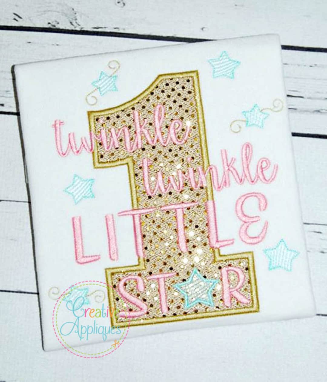 Twinkle Twinkle Little Star 1st Birthday Digital Machine Embroidery ...
