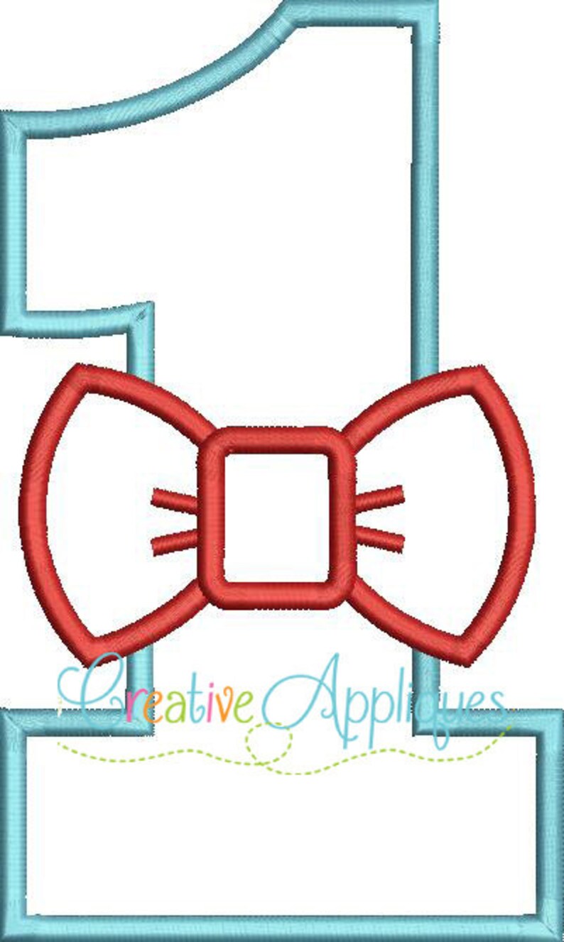Bow Tie Number 1 First 1st Birthday Applique Machine - Etsy