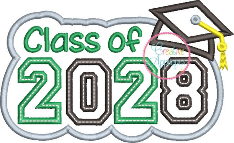 Class of 2028 Graduation Digital Machine Embroidery Applique | Etsy