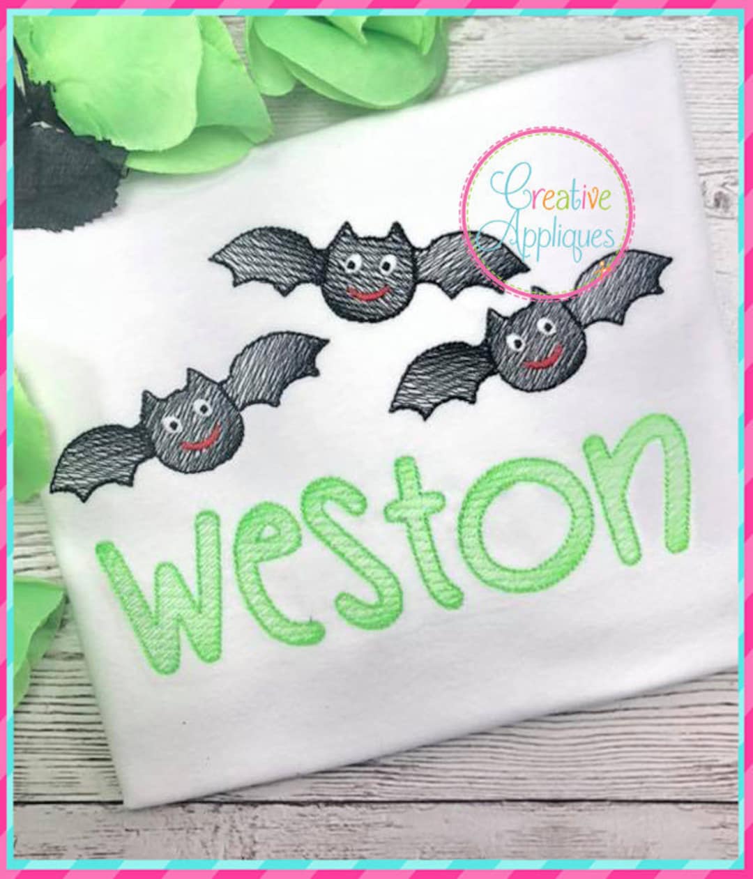 Sketch Stitch Bat Trio Digital Machine Embroidery Design 5 Sizes, Bat ...