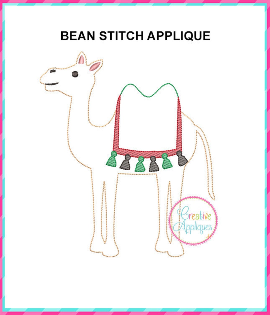 Bean Stitch Camel Applique Embroidery Design 5 Sizes, Camel Embroidery ...