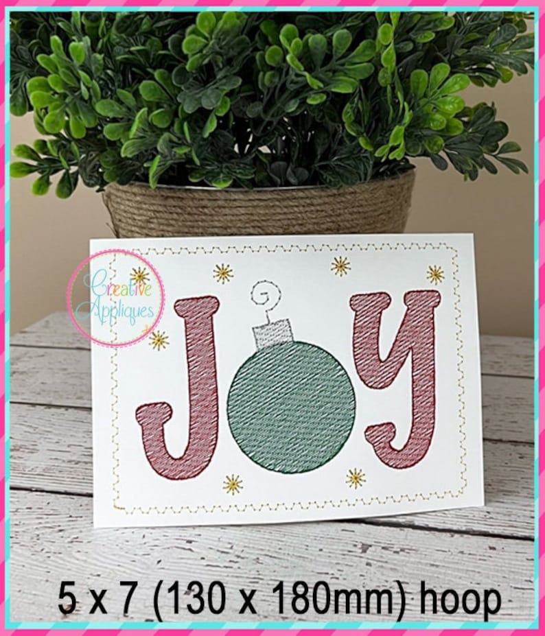 Joy Card Embroidery Machine Design Embroidery on Paper Card - Etsy