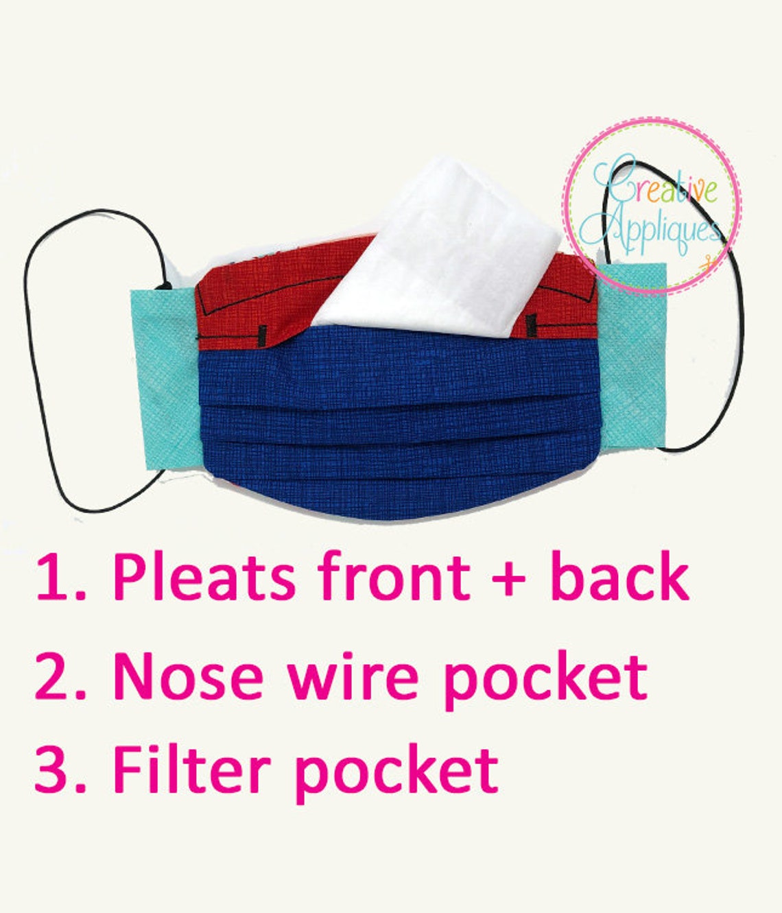 4 SIZES! in the Hoop Face Mask Digital Machine Embroidery Design ...